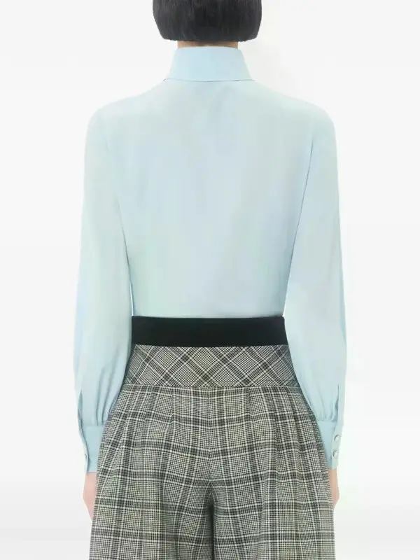 Valentino Garavani Crepe De Chine Scarf-detail Shirt - Blue