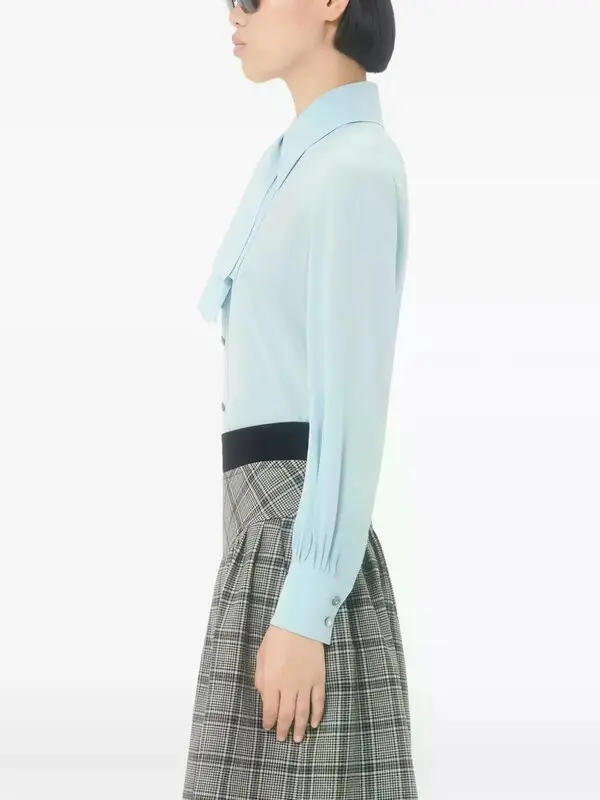 Valentino Garavani Crepe De Chine Scarf-detail Shirt - Blue