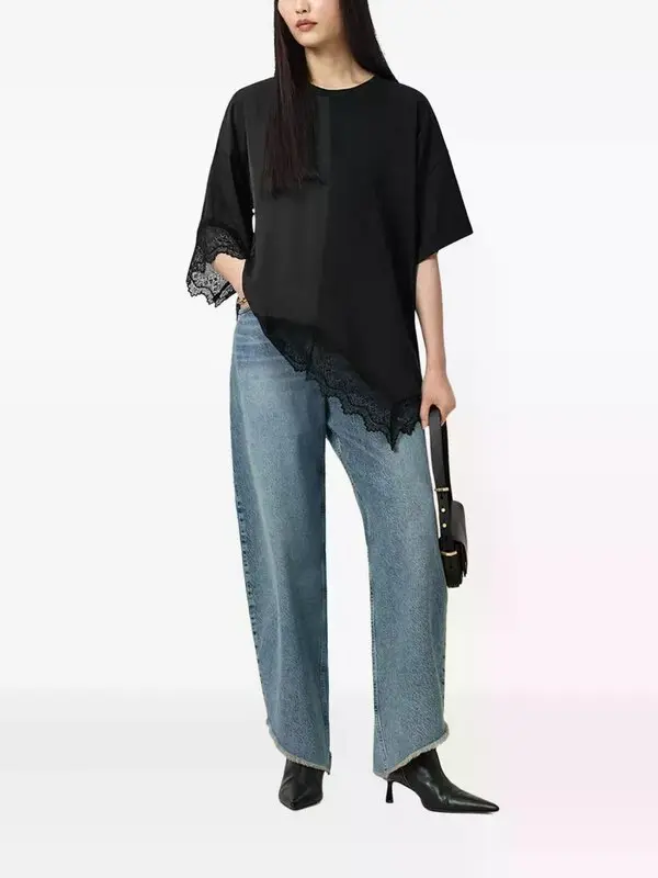 ALLSAINTS Lenny Short Sleeve Lace T-shirt - Black