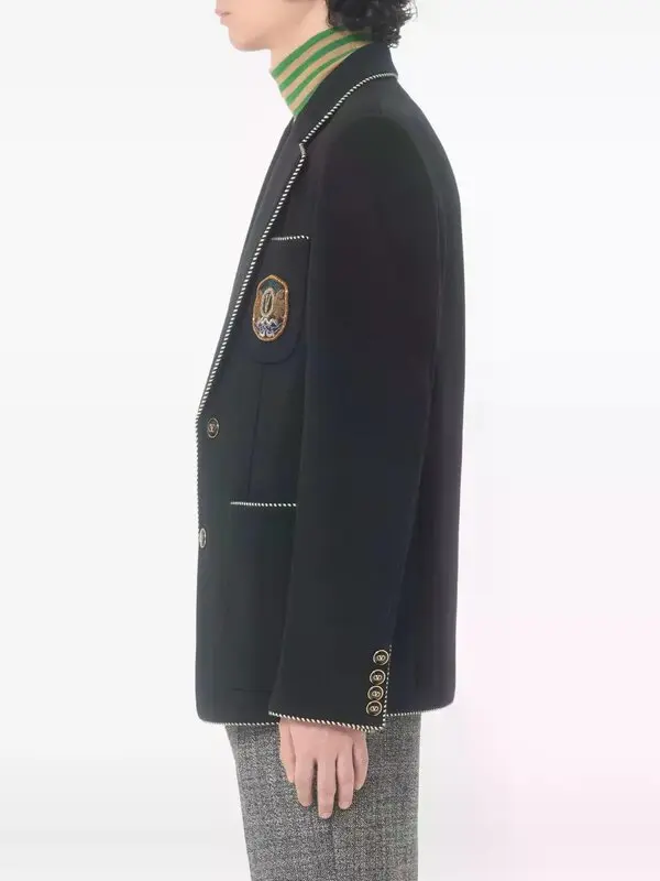 Valentino Garavani Patch Piping Single-breasted Jacket - Black