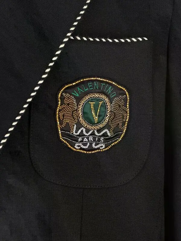 Valentino Garavani Single-breasted Wool Jacket With Torchon Piping