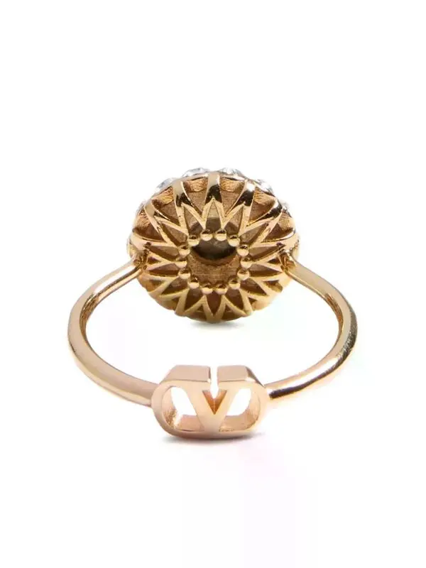 Valentino Garavani Vlogo Signature Ring In Enamel And Crystals