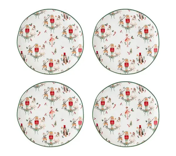 10 STRAWBERRY STREET Set Of 4 Bella Holiday App Etizer Plates - One-color