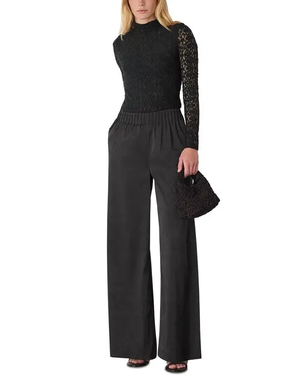 Whistles Lace Detail High Neck Top