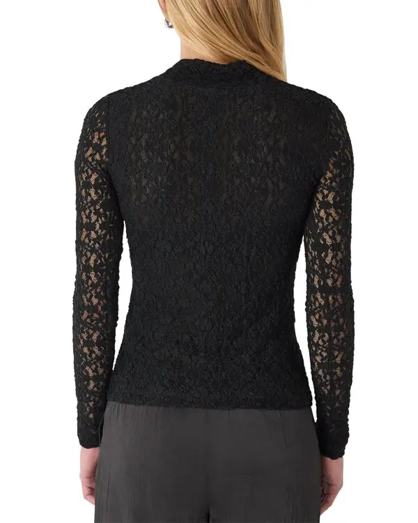 Whistles Lace Detail High Neck Top
