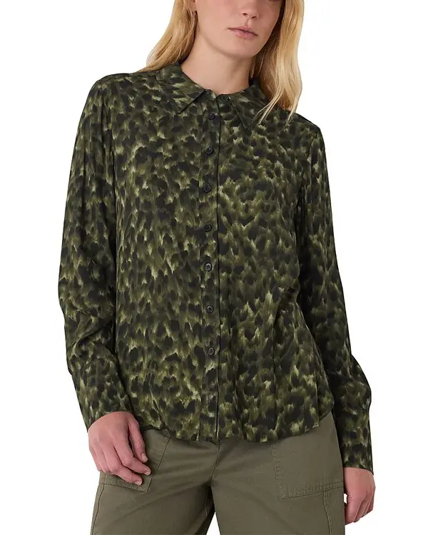 Whistles Animal Print Collared Shirt - Green/multi