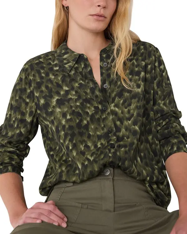Whistles Animal Print Collared Shirt - Green/multi