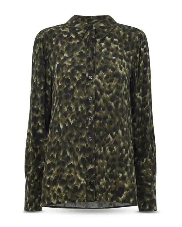Whistles Animal Print Collared Shirt - Green/multi