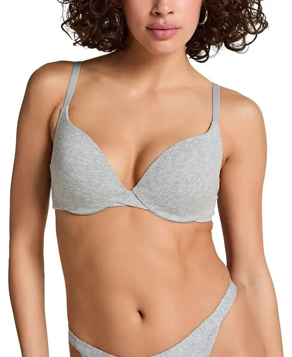 Hunkemoller Cotton Padded Underwired Push-up Bra - Grey