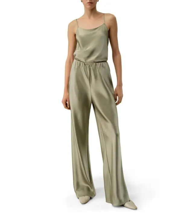 Lilysilk Straight-leg 32mm Silk Satin Pants - Artichoke