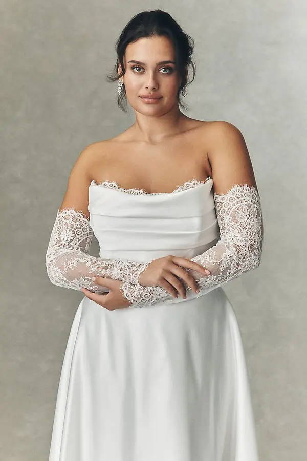 Watters Aster Strapless Lace Wedding Gown