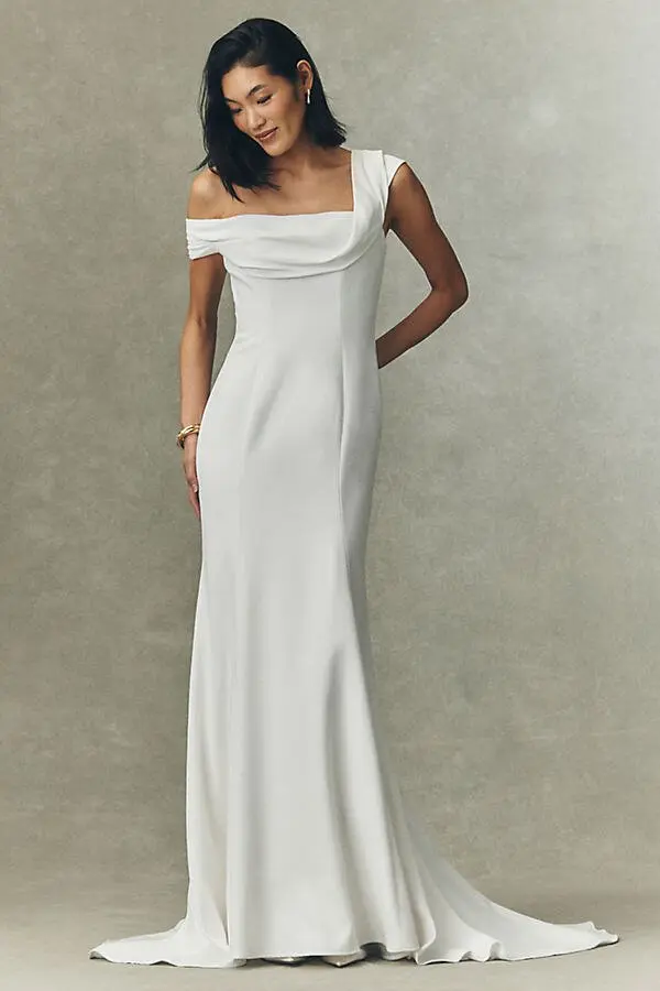 Jenny Yoo Suri Off-shoulder Crepe Wedding Gown