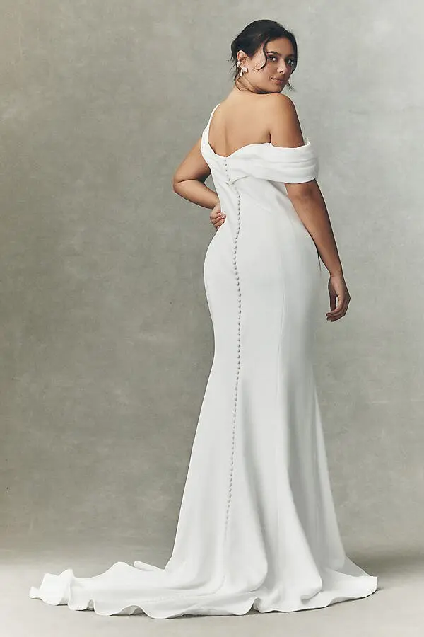 Jenny Yoo Suri Off-shoulder Crepe Wedding Gown