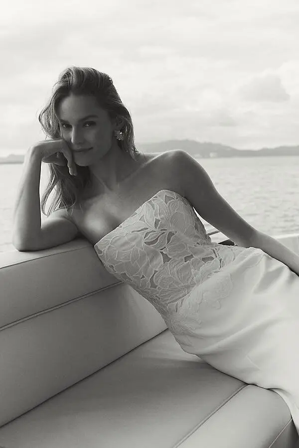 Jenny Yoo Raelyn Strapless Column Gown
