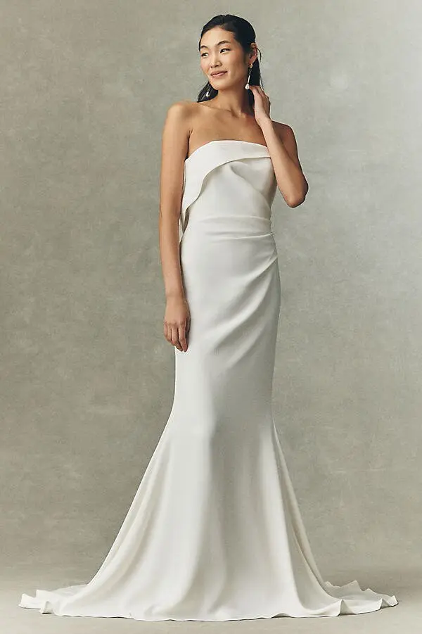 BESA Claude Foldover Strapless Column Gown
