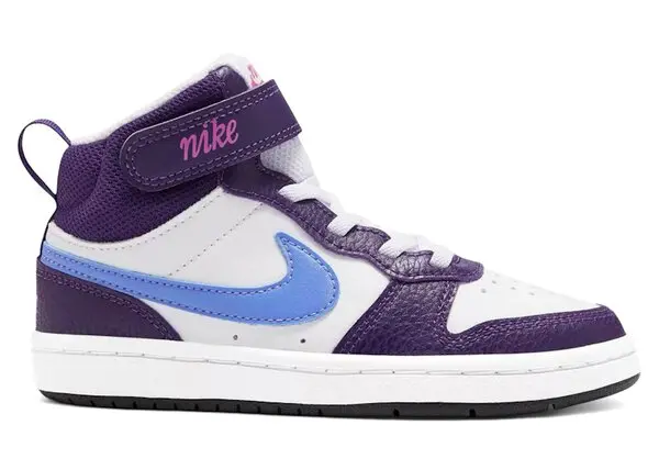 Nike Court Borough Mid 2 Sneakers - White/eggplant/active Fuchsia