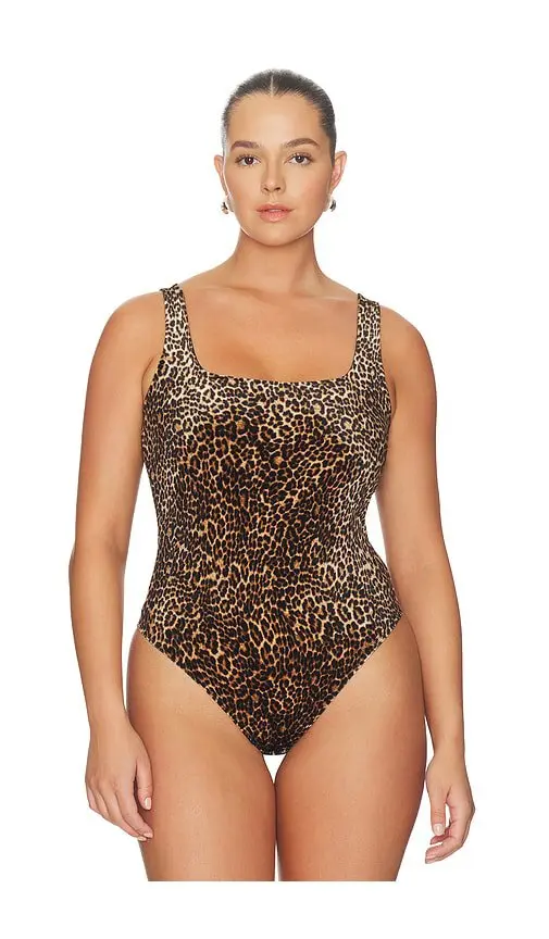 Good American Velvet Modern Tank Bodysuit - Mini Lucky Leopard