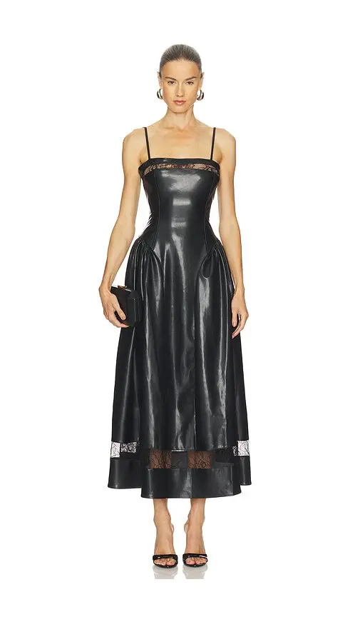 Lace Panel Corset Midi Dress