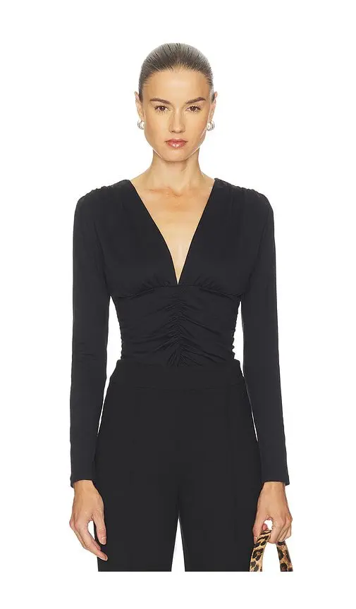 Susana Monaco Gathered V Long Sleeve Top