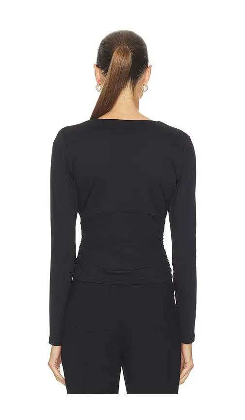 Susana Monaco Gathered V Long Sleeve Top