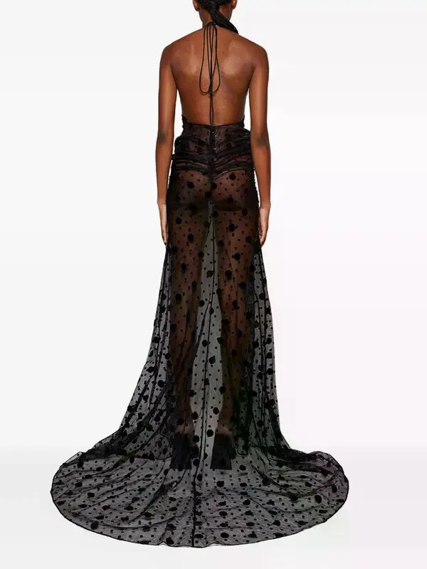 LAQUAN SMITH Halterneck Polka-dot Gown