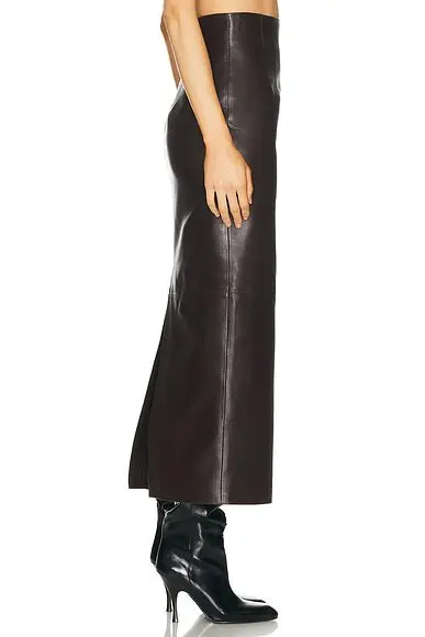 Khaite Loxley Leather Skirt - Mud