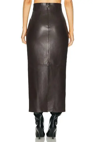 Khaite Loxley Leather Skirt - Mud