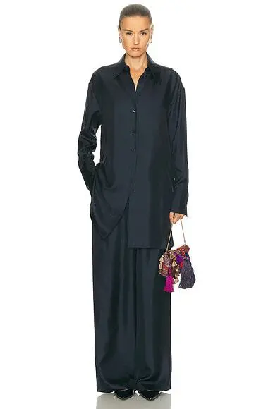 RÓHE Oversized Silk Button-down Top