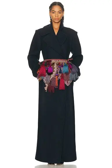 Dries Van Noten Rafaella Long Wool Gabardine Coat