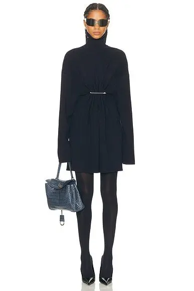 Balenciaga Pinched Turtleneck Mini Dress