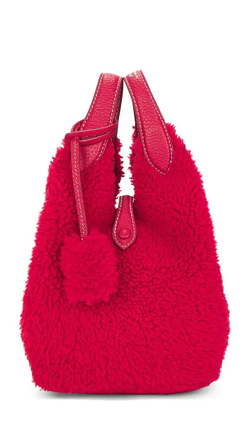Polo Ralph Lauren Shearling & Pebble Leather Crossbody Tote - Red