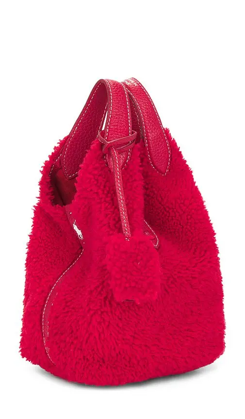 Polo Ralph Lauren Shearling & Pebble Leather Crossbody Tote - Red