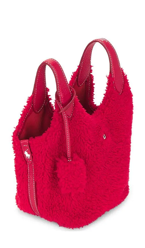 Polo Ralph Lauren Shearling & Pebble Leather Crossbody Tote - Red