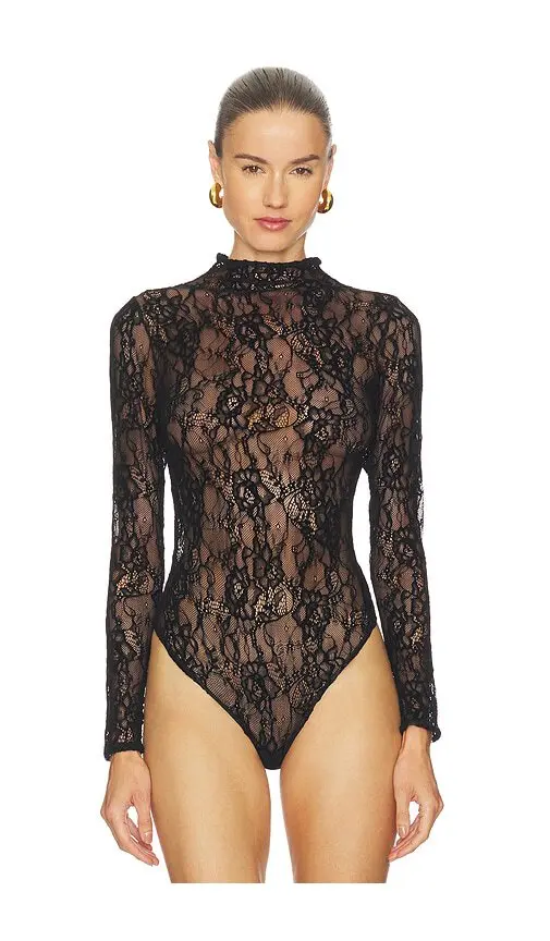 Good American Lace Mock Neck Bodysuit