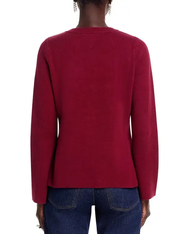SINGLE THREAD Cotton Flare Sleeve Cardigan - Cabernet