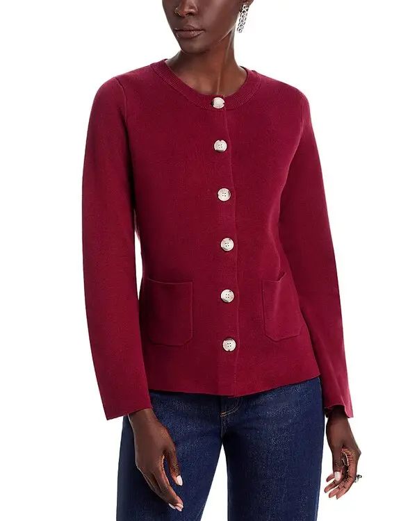 SINGLE THREAD Cotton Flare Sleeve Cardigan - Cabernet