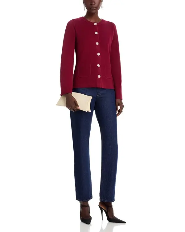 SINGLE THREAD Cotton Flare Sleeve Cardigan - Cabernet