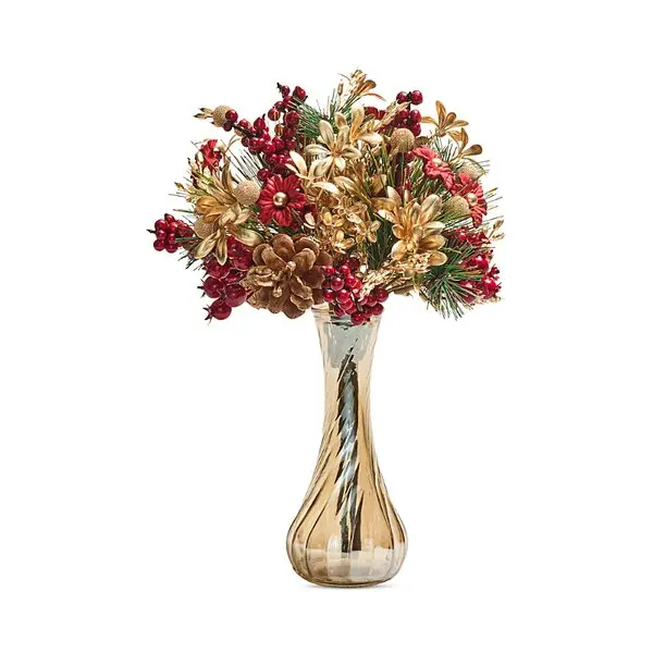 KIM SEYBERT Xmas Cheer Faux Floral Bouquet, 11 - Red/green/gold