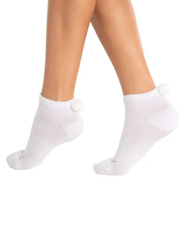 Lucky In Love Pom Low Cut Socks - White