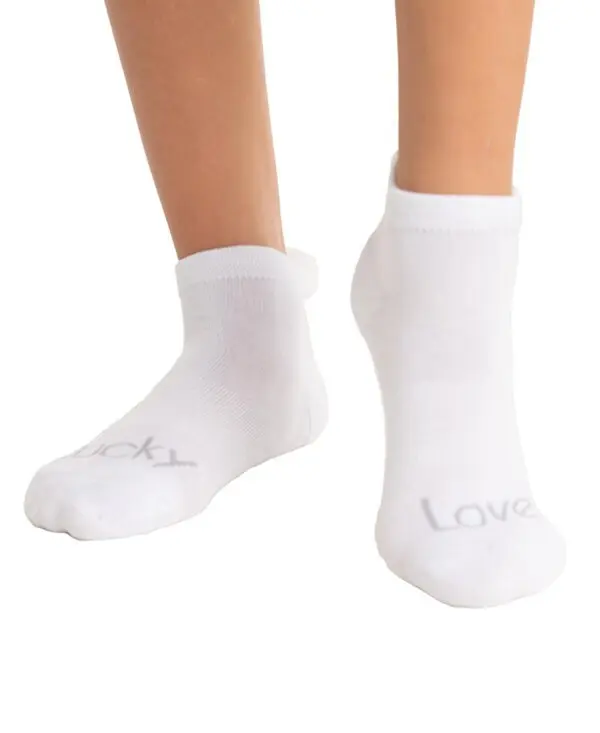 Lucky In Love Pom Low Cut Socks - White