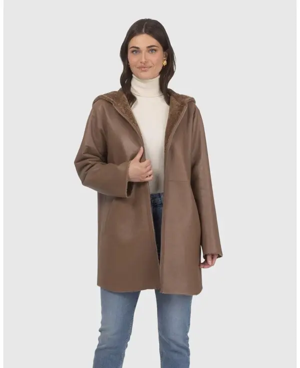 Gorski Reversible Textured Shearling Parka Coat