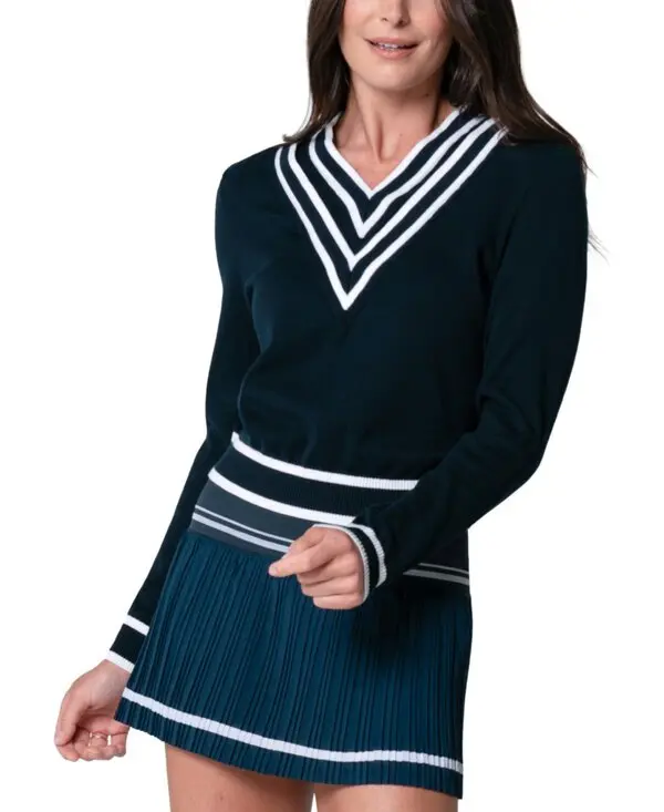 Lucky In Love Victory V-neck Sweater - Navy