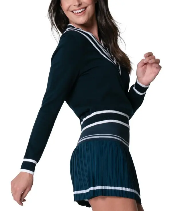 Lucky In Love Victory V-neck Sweater - Navy
