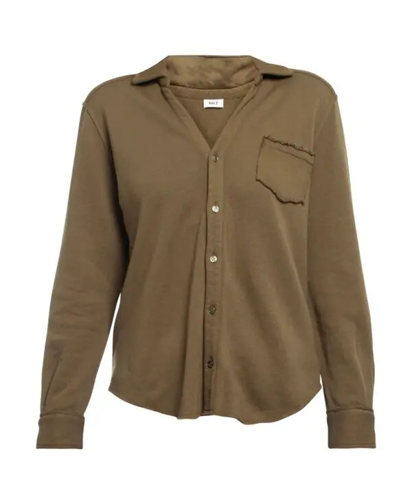 Wilt Button Front French Terry Sweatshirt With Pocket - Dark Olive