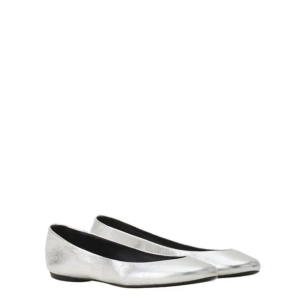 LANVIN Ballerina Flat In Metallic Leather - Silver