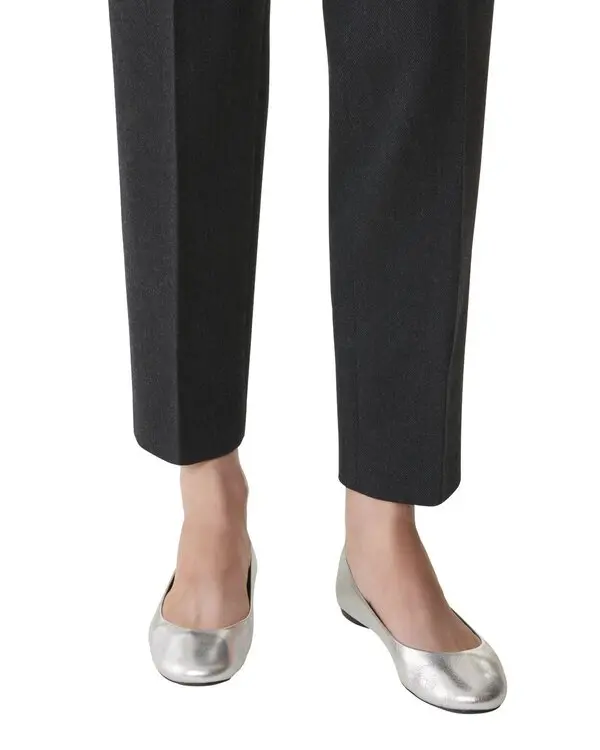 LANVIN Ballerina Flat In Metallic Leather - Silver