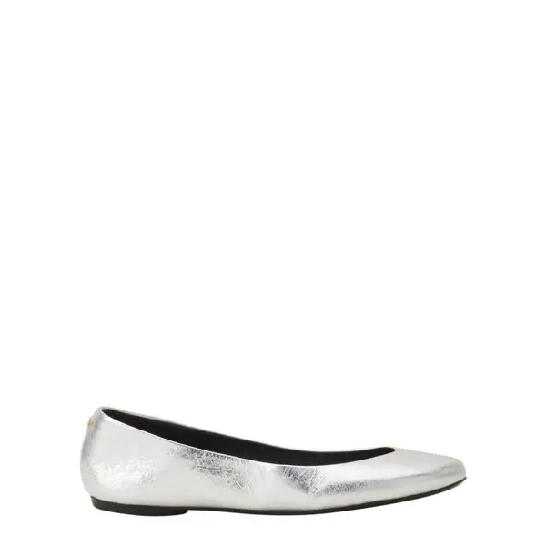 LANVIN Ballerina Flat In Metallic Leather - Silver