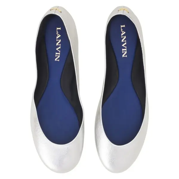 LANVIN Ballerina Flat In Metallic Leather - Silver