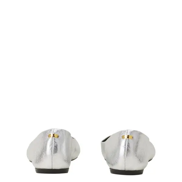 LANVIN Ballerina Flat In Metallic Leather - Silver