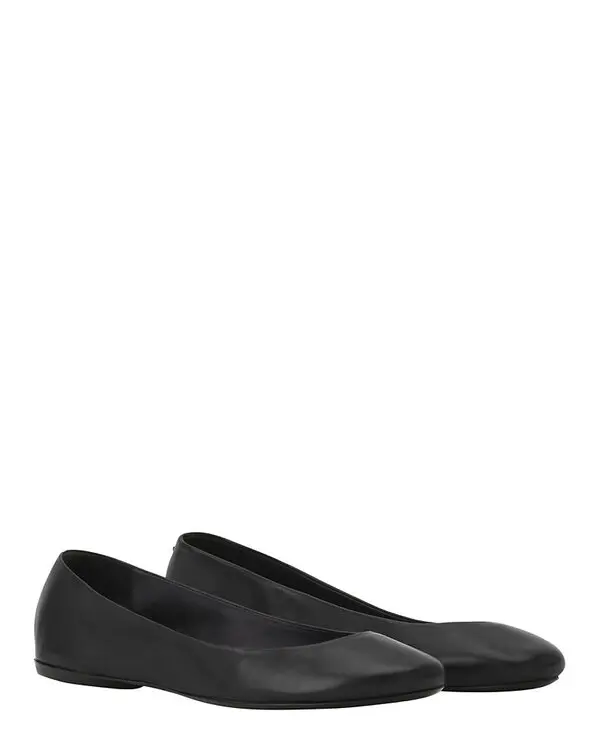 LANVIN Leather Ballerina Flats - Black